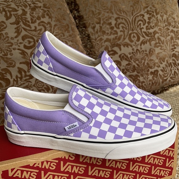 Vans | Shoes | Vans Classic Slip On Checkerboard Violet Tulip Men ...